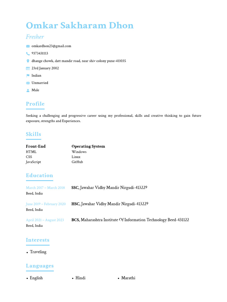 Omkar Sakharam Dhon FlowCV Resume 20240402 | PDF