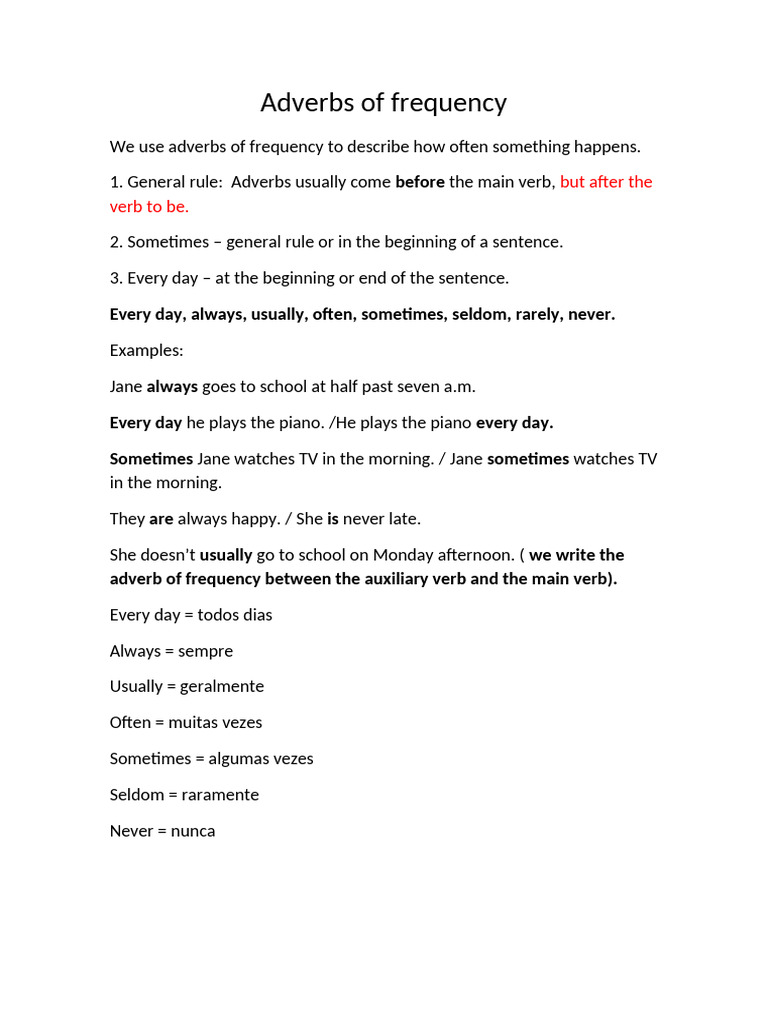 ING-Adverbs of Frequency | PDF | Verb | Language Mechanics