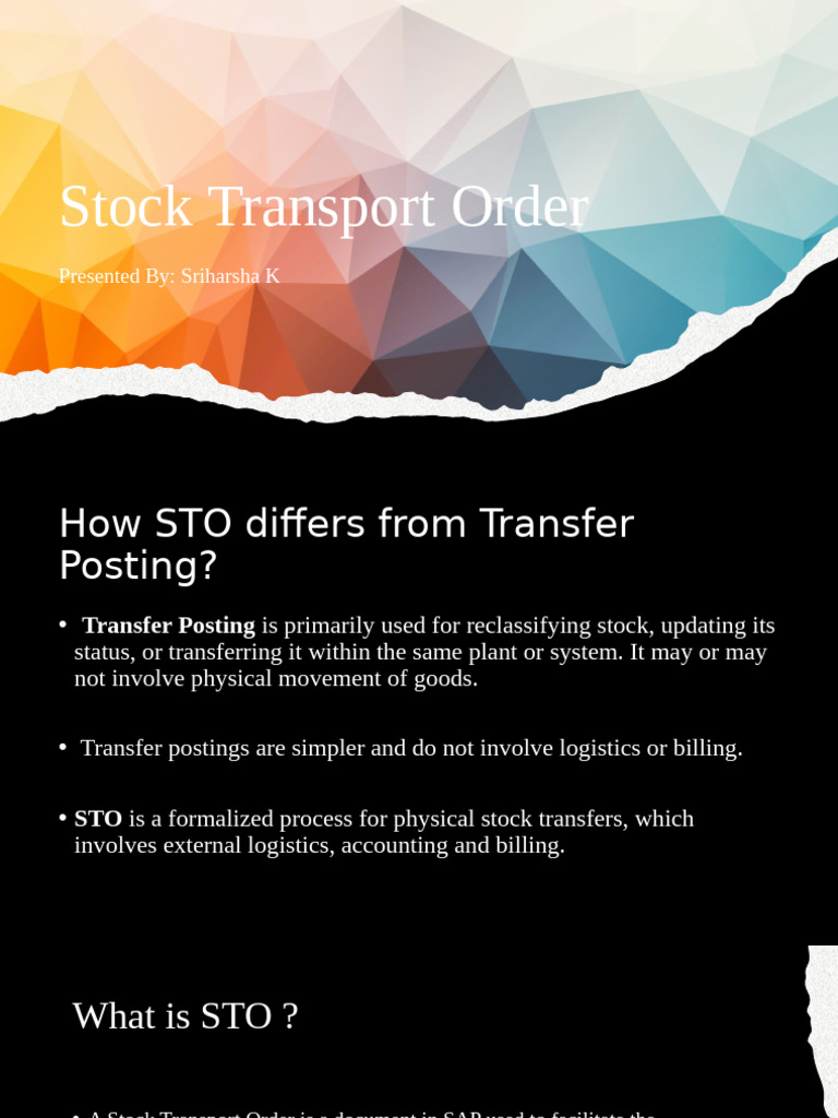 Understanding Stock Transport Orders in SAP | PDF