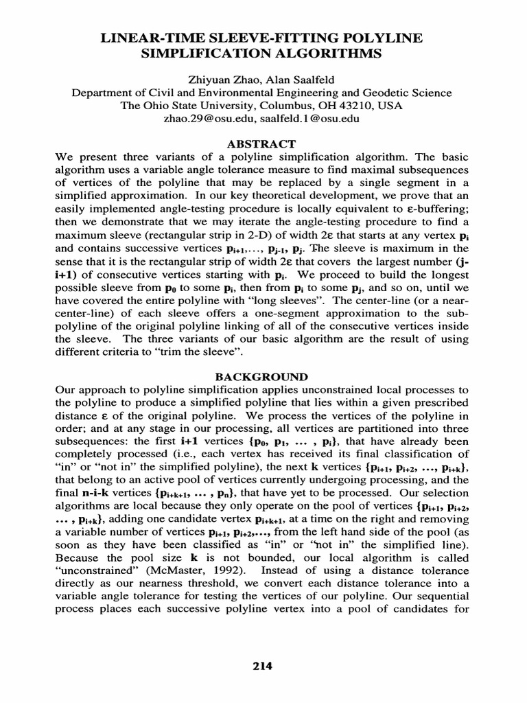 Linear Time Sleeve Fitting Polyline Simplification Algorithms | PDF | Vertex (Graph Theory ...