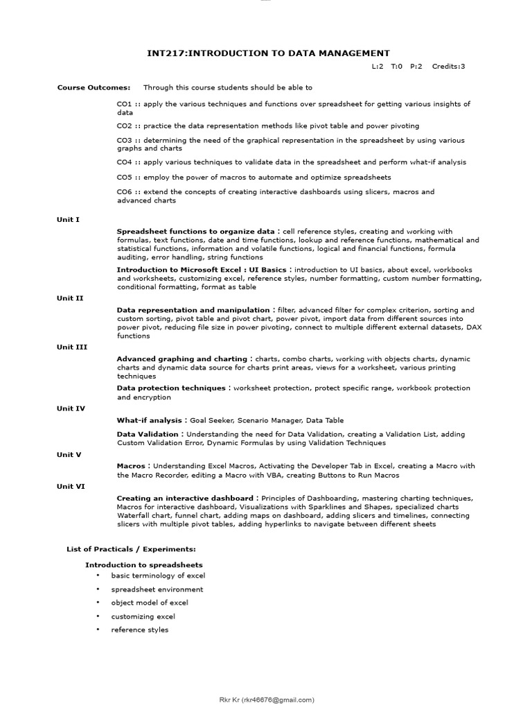 Data Science Minor Syllabus-Sem-04 | PDF | Microsoft Excel | Spreadsheet