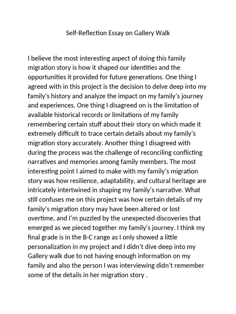 Family Migration Story Reflection Essay | PDF