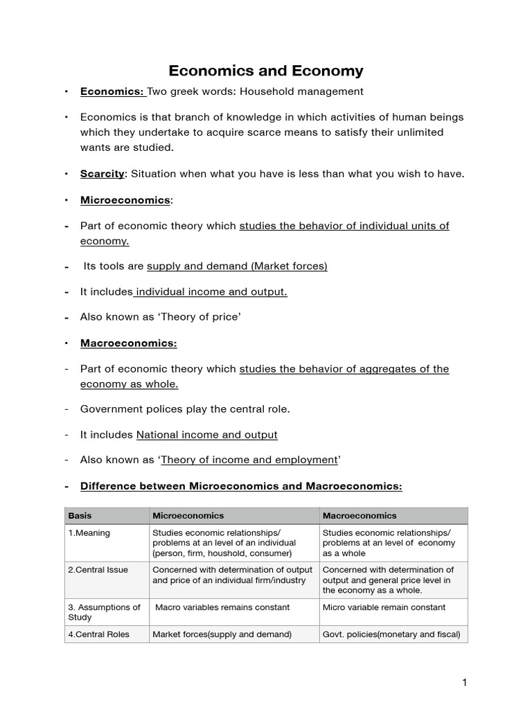 Understanding Economics and Economy | PDF | Microeconomics | Macroeconomics