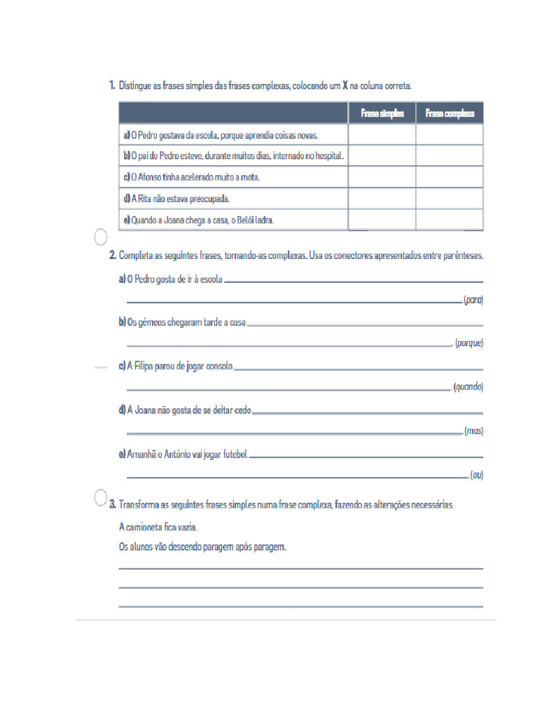 frase simples e complexa | PDF