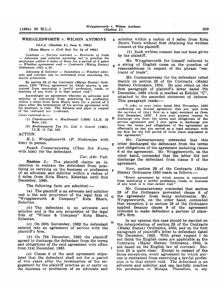 WRIGGLESWORTH V WILSON ANTHONY | PDF
