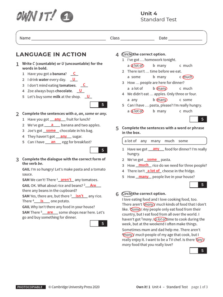 Unit 4 Standard Test: Food Vocabulary | PDF | Foods | Sauce