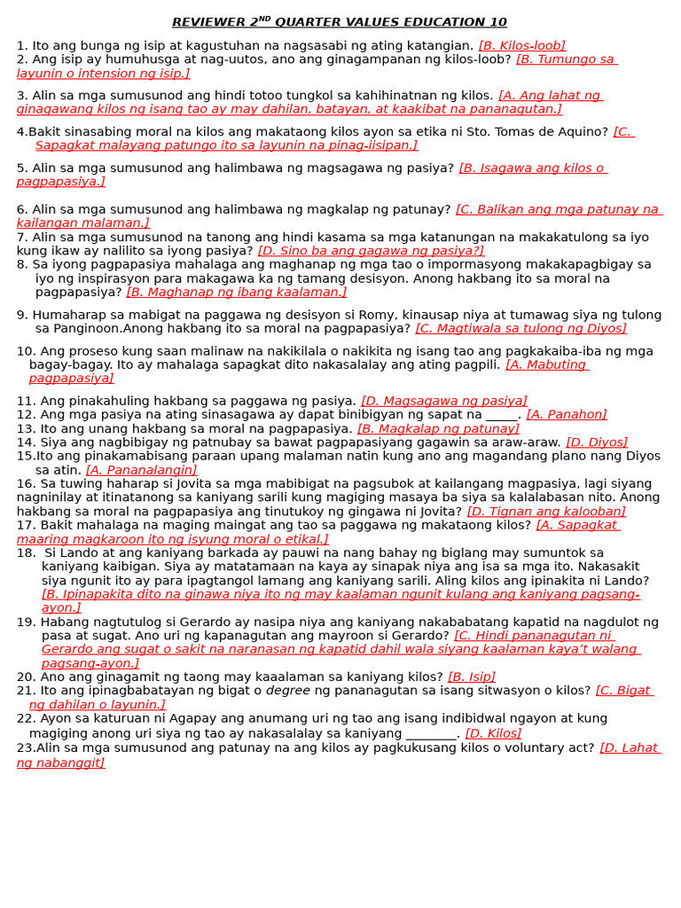 Reviewer q2 Values Education 10 | PDF