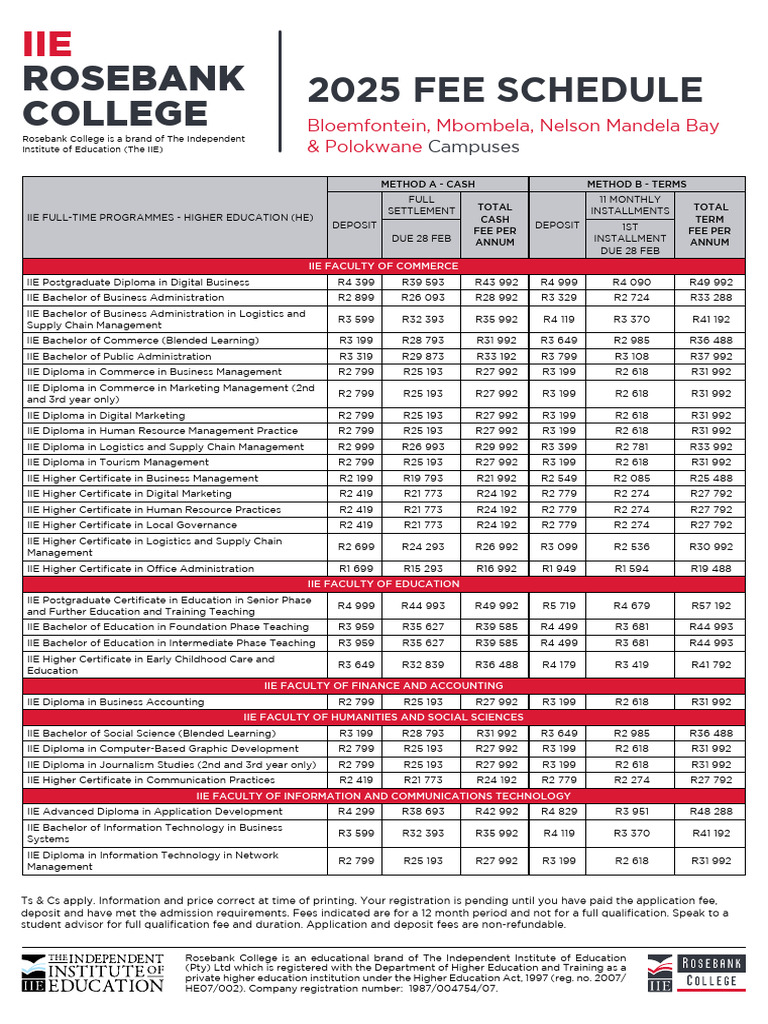 2025 Rosebank College Fee Guide | PDF | Payments | Cheque
