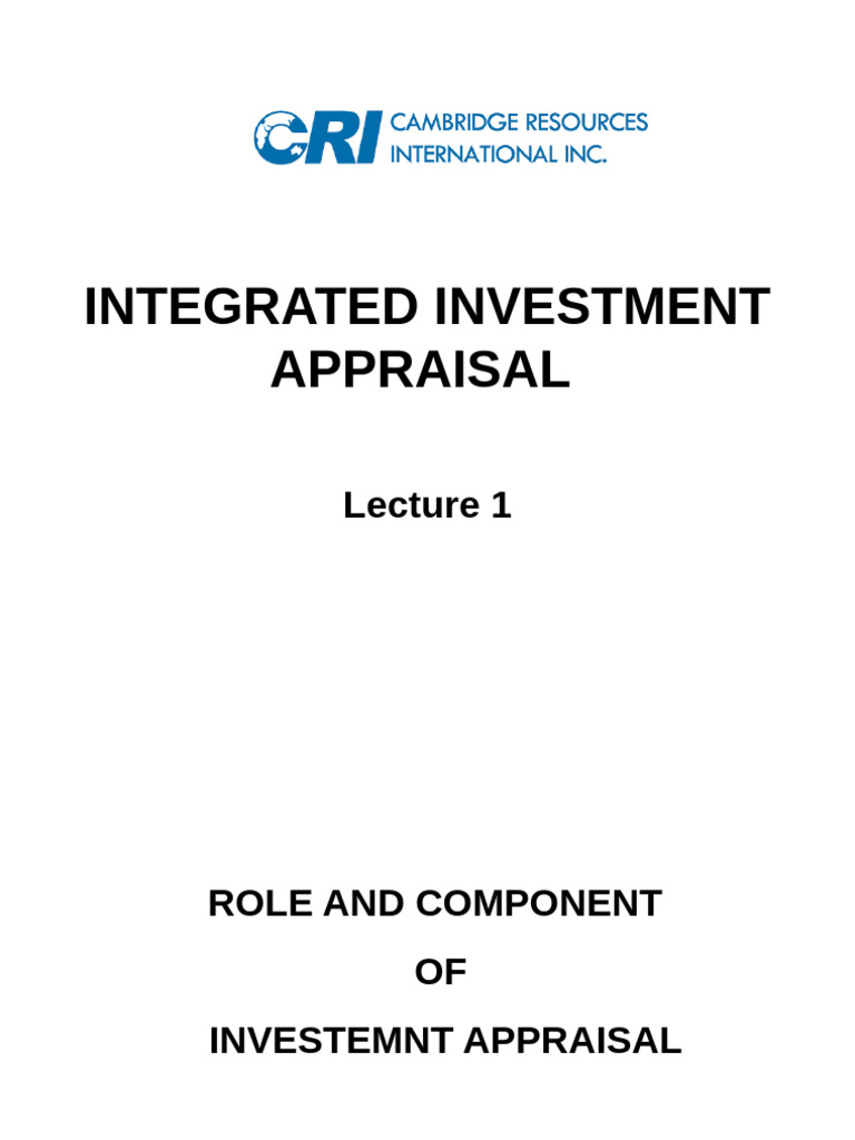 Integrated Investment Appraisal Overview | PDF | Net Present Value ...
