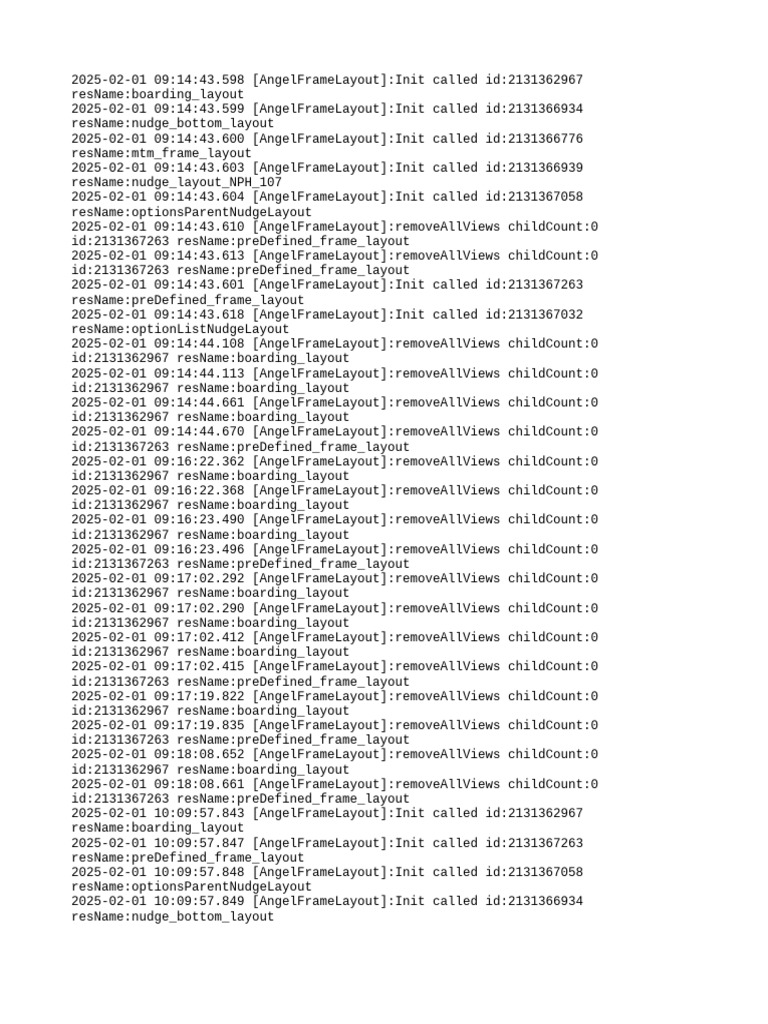 AngelFrameLayout Initialization Logs | PDF