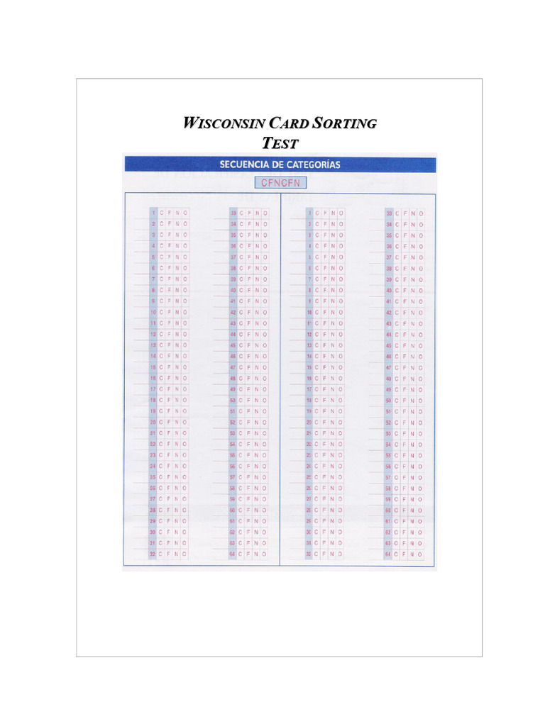 WCST Hoja de Anotación | PDF