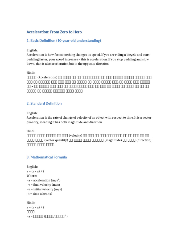 Acceleration Topic | PDF