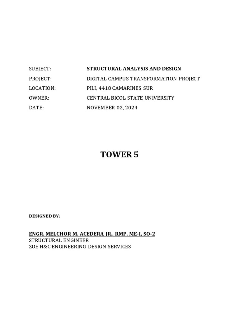Structural Design for Tower 5 Project | PDF | Mechanical Engineering ...