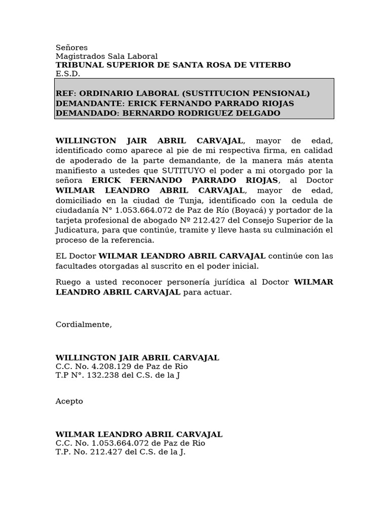 Sustitucion Pensional Erick Parrado | PDF