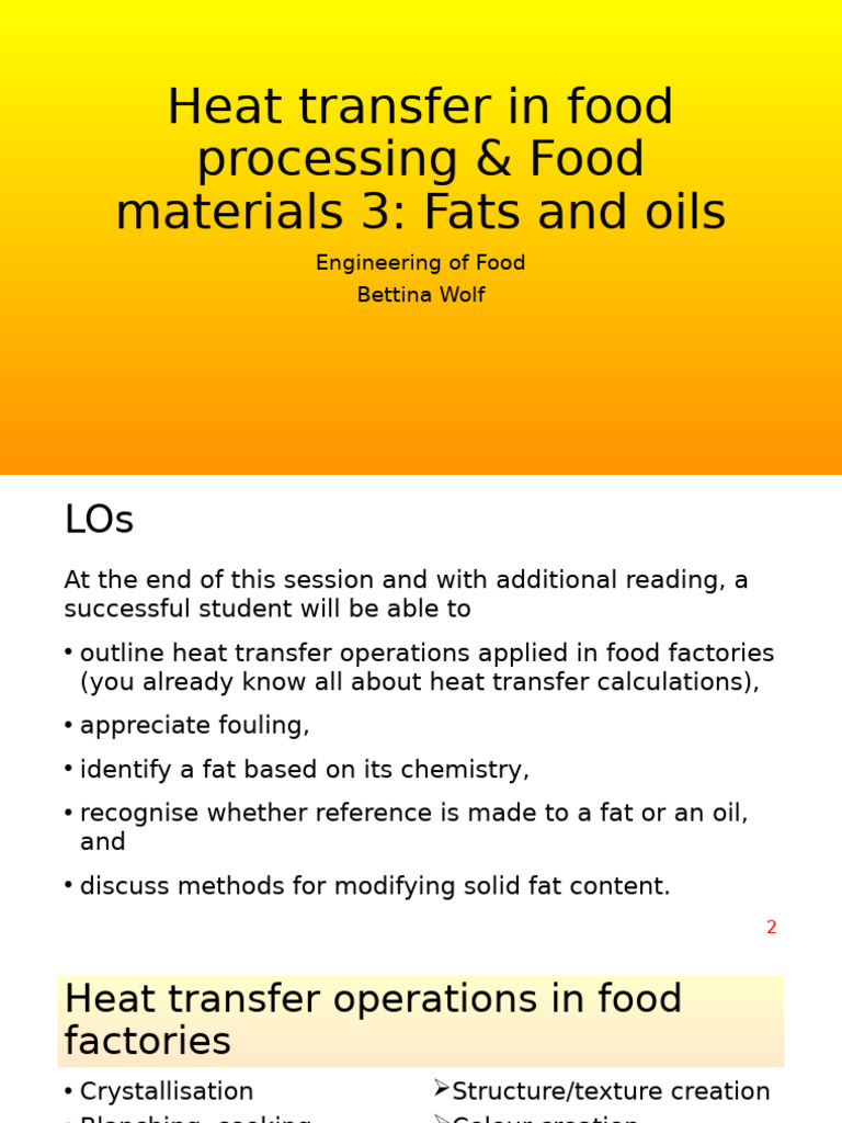 Session 4 - Heat Transfer - Food Materials 3 | PDF | Fat | Heat Exchanger