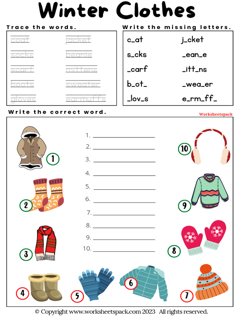Winter-Clothes-Worksheets-Printable | PDF