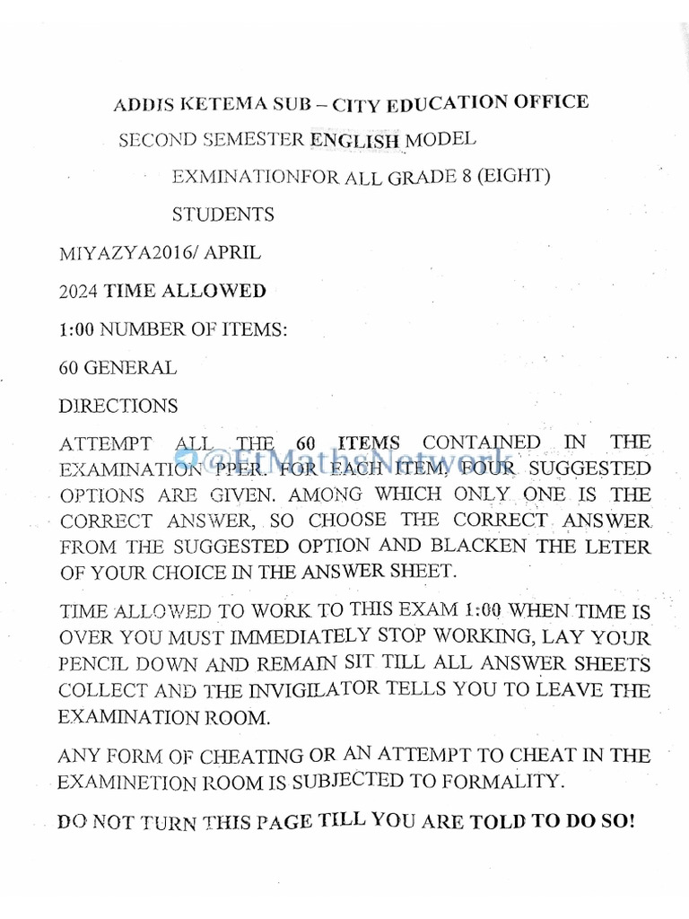 English Model Exam2 PDF | PDF