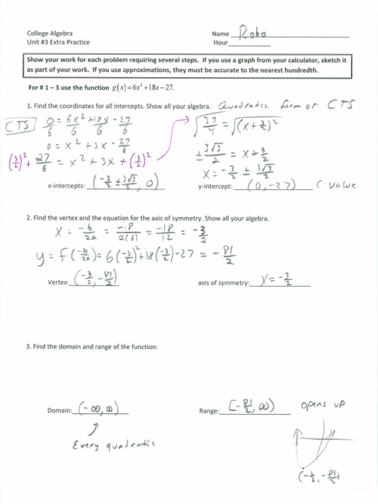 Unit #3 Extra Practice 2024 Worked Out Solutions | PDF