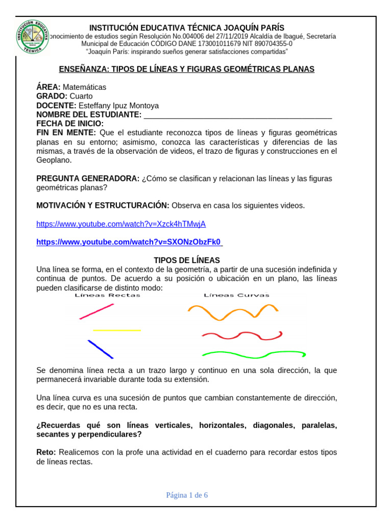 Líneas y Figuras Geométricas para Cuarto | PDF | Geometría | Geometría ...