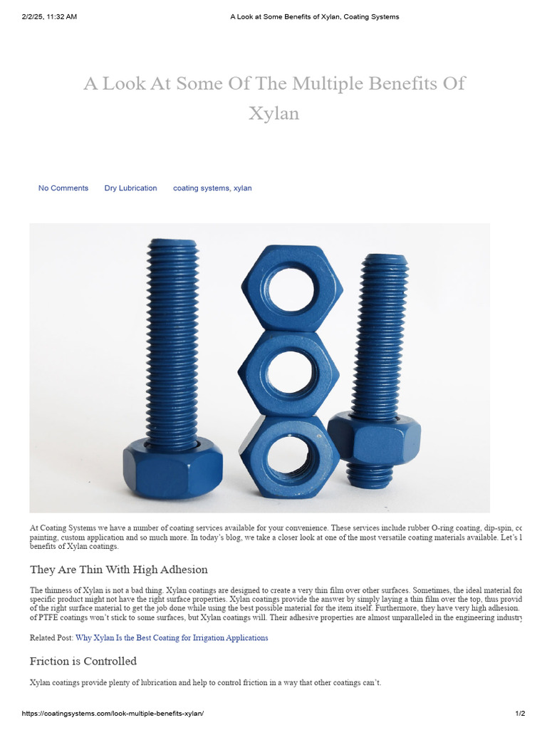 Xylan Coatings: Engineering Benefits | PDF | Friction | Coating