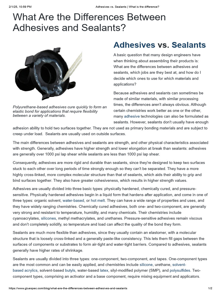 Adhesives vs. Sealants - What Is The Difference | PDF | Adhesive | Silicone