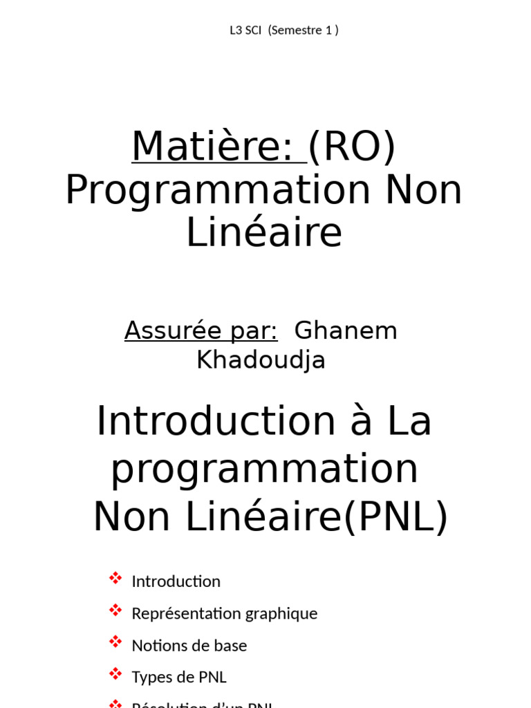 Présentation 9 Cours | PDF | Analyse numérique | Optimisation mathématique