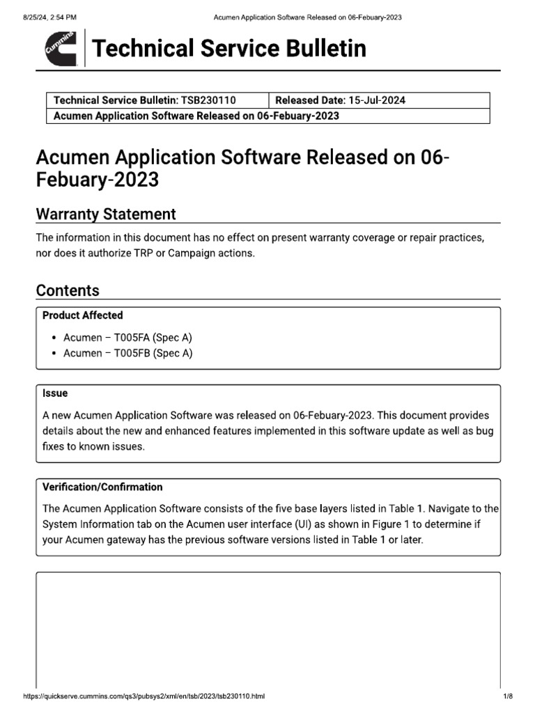 Acumen Application Software Released On 06-Febuary-2023 | PDF