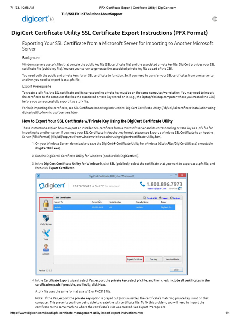 PFX Certificate Export - Certificate Utility | PDF | Public Key Certificate | Transport Layer ...