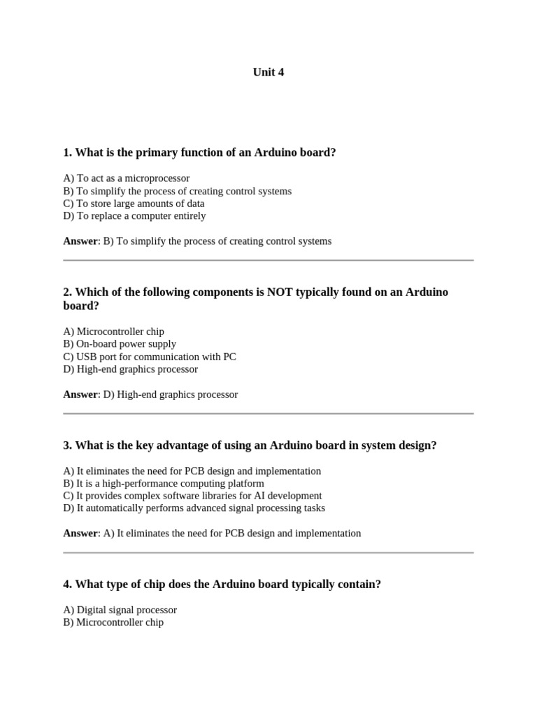 Unit 4 Mcq Iot Pdf Microcontroller Arduino