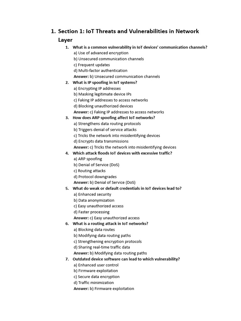 IOT_questions | PDF | Denial Of Service Attack | Computer Network