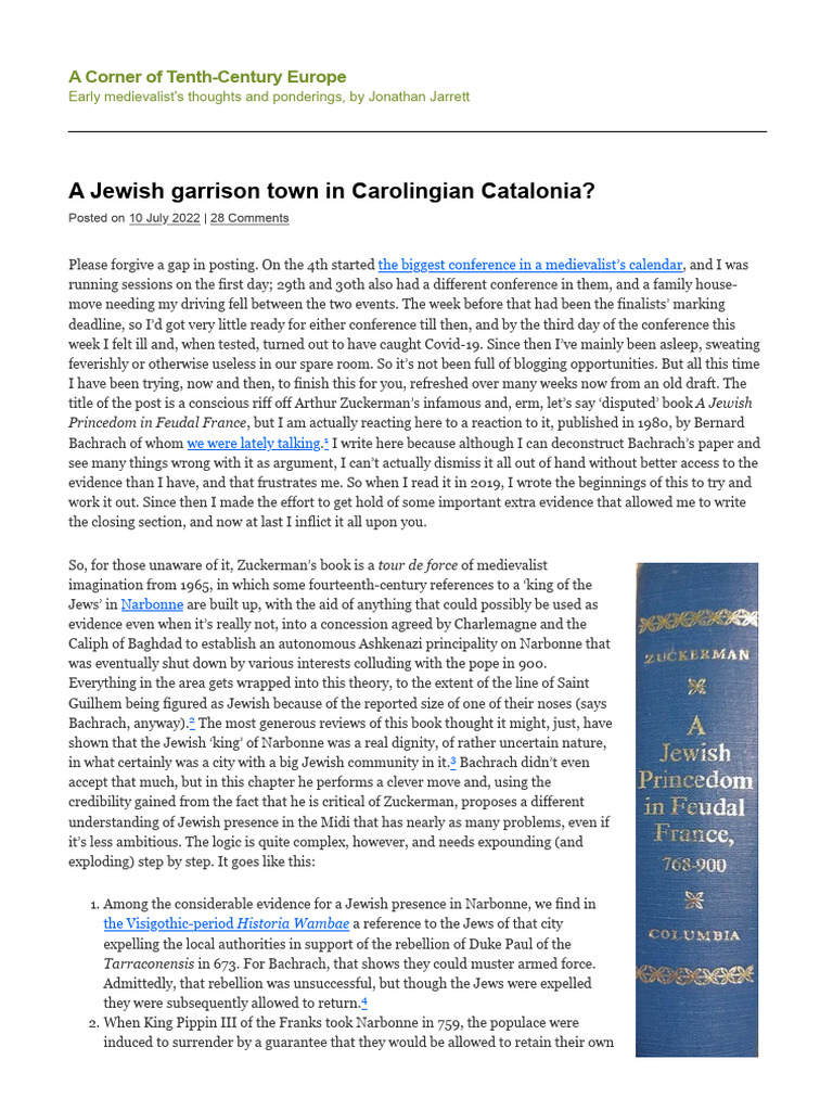 ¿A Jewish garrison town in Carolingian Catalonia - Jonathan Jarrett ...
