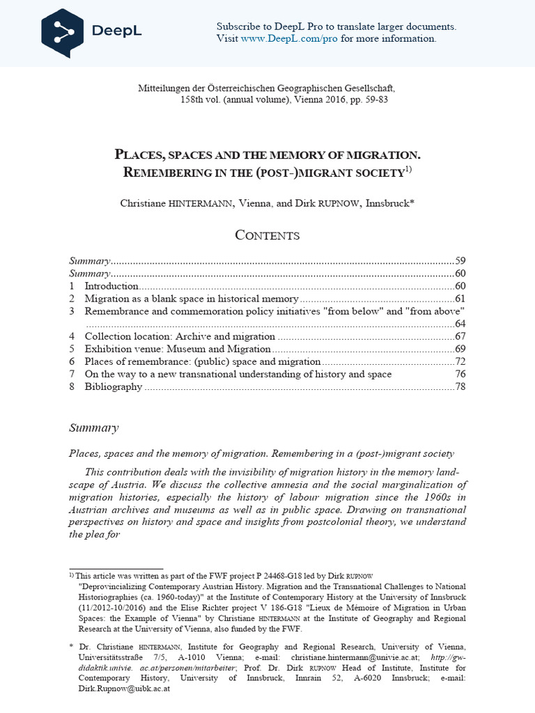 Christiane Hintermann and Dirk Rupnow. 2016. "Orte, Räume Und Das ...