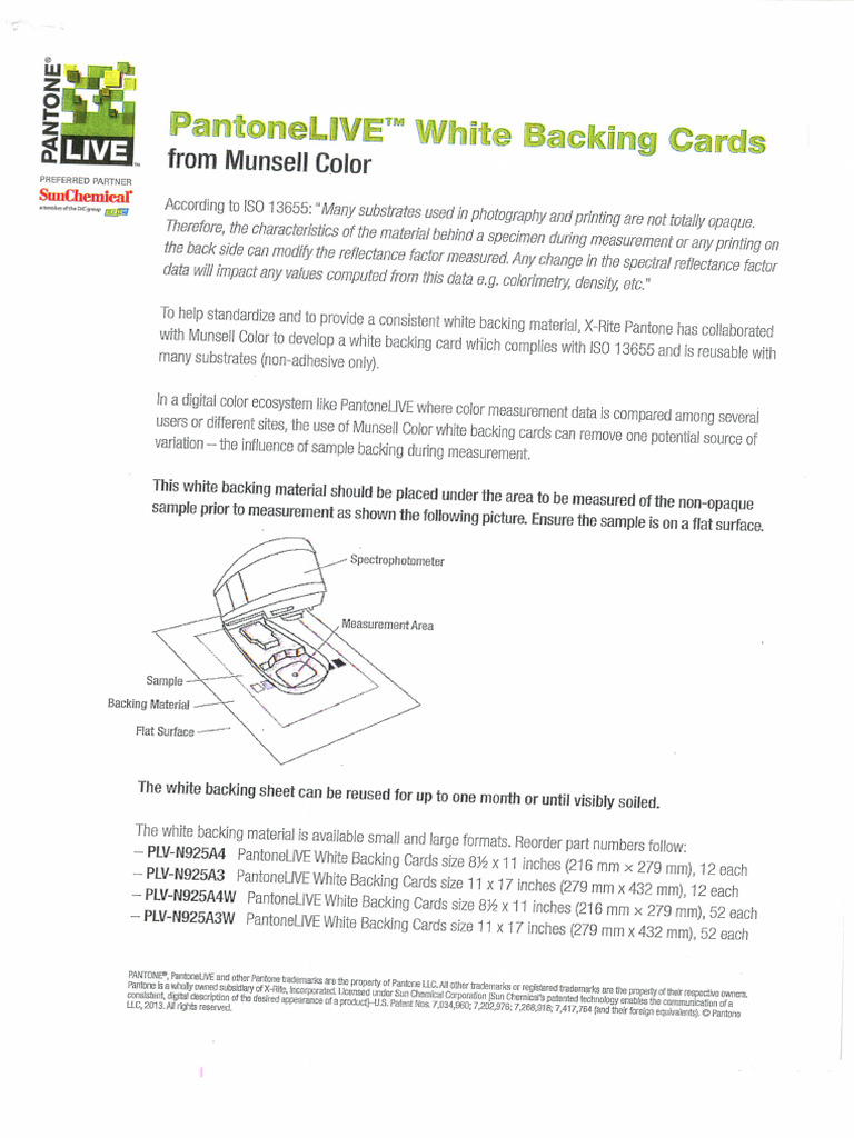 Xrite Backing Paper Info | PDF