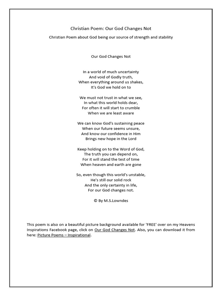 Our God Changes Not | PDF