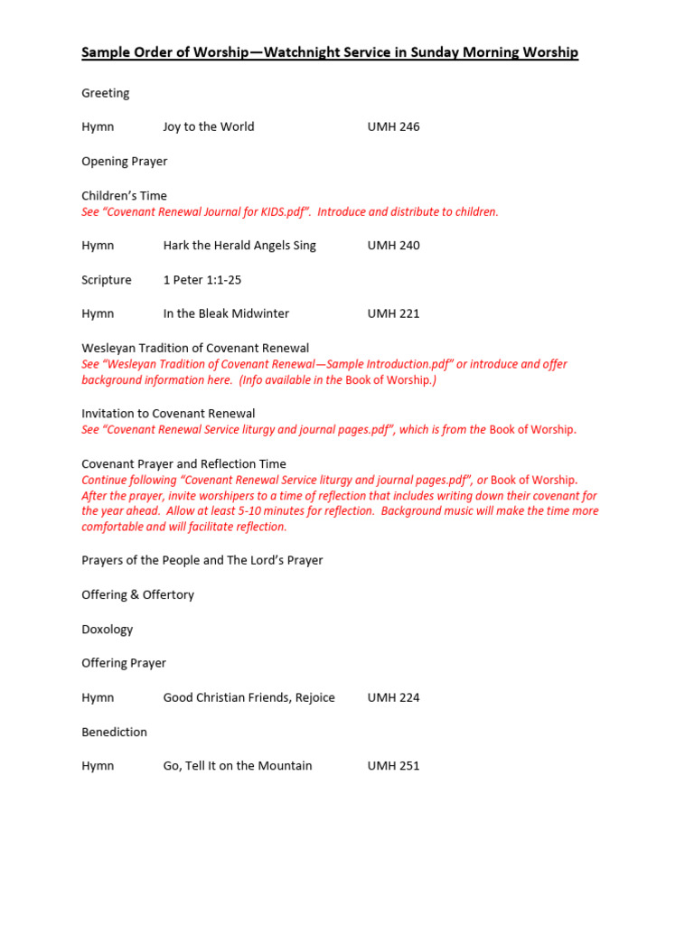Watchnight Service Order of Worship | PDF
