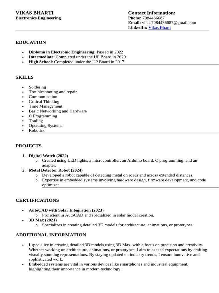 Vikas Bharti Resume | PDF