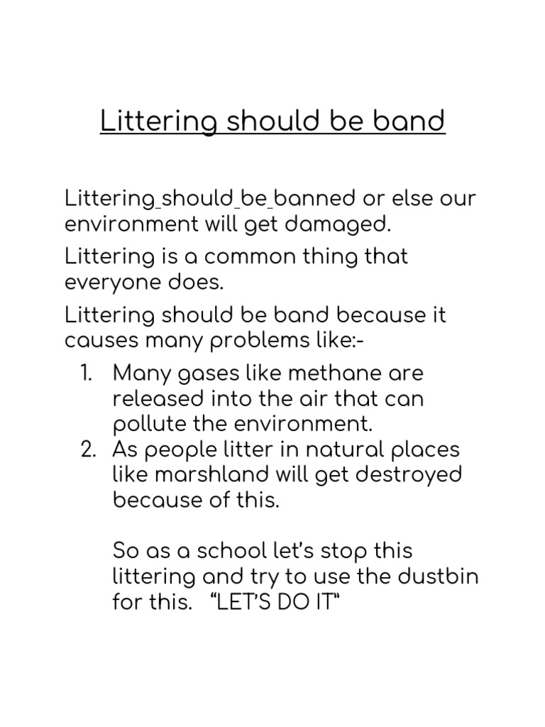 Stop Littering for a Greener Future | PDF