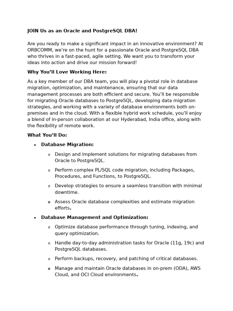 Oracle and PostgreSQL DBA | PDF | Databases | Postgre Sql