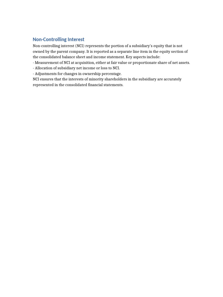 Understanding Non-Controlling Interest | PDF