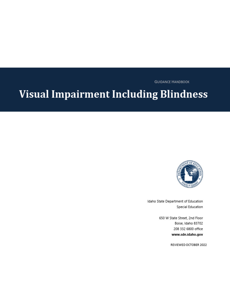 Visual Impairment Including Blindness Guidance | PDF | Visual ...