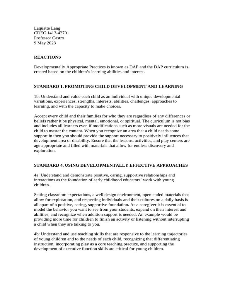 Developmentally Appropriate Practices in Education | PDF | Learning ...
