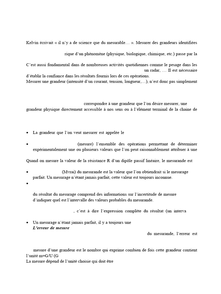 Théorie de la mesure en métrologie | PDF | Instrumentation | Métrologie