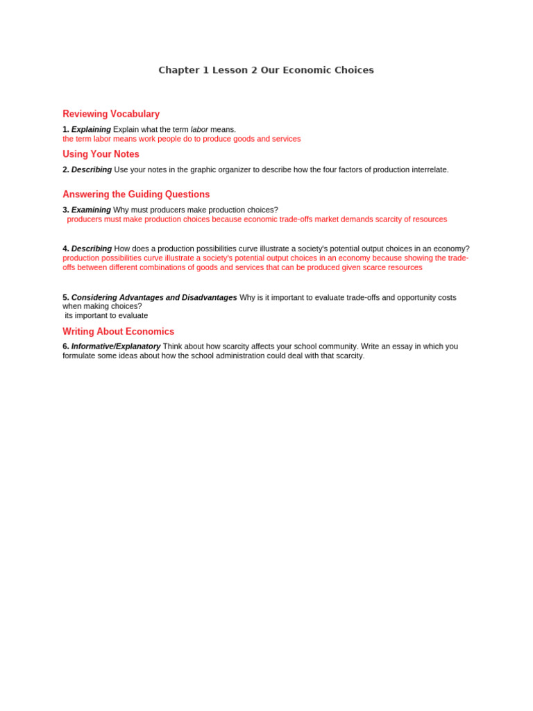 Economic Choices and Production Factors | PDF