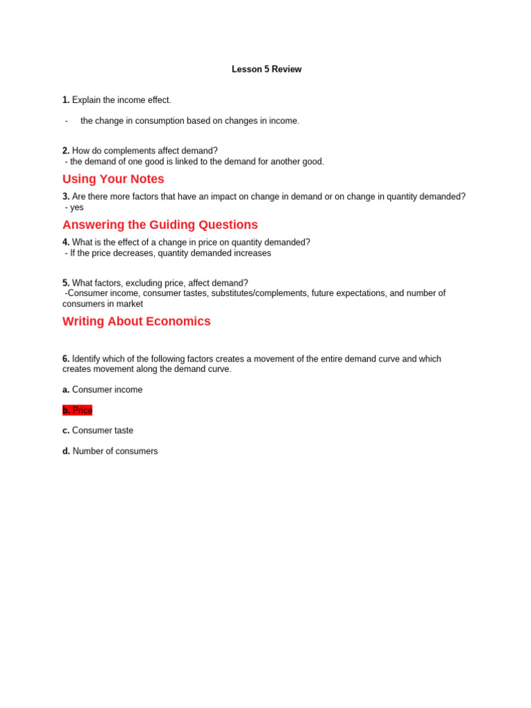 Lesson 5 Review | PDF