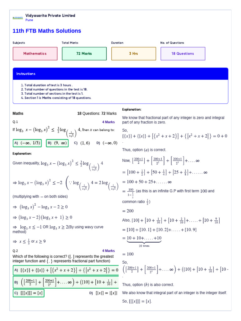 FTB Maths Solutions for 11th Grade | PDF | Function (Mathematics) | Numbers