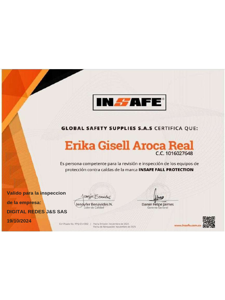 certificado insafe | PDF
