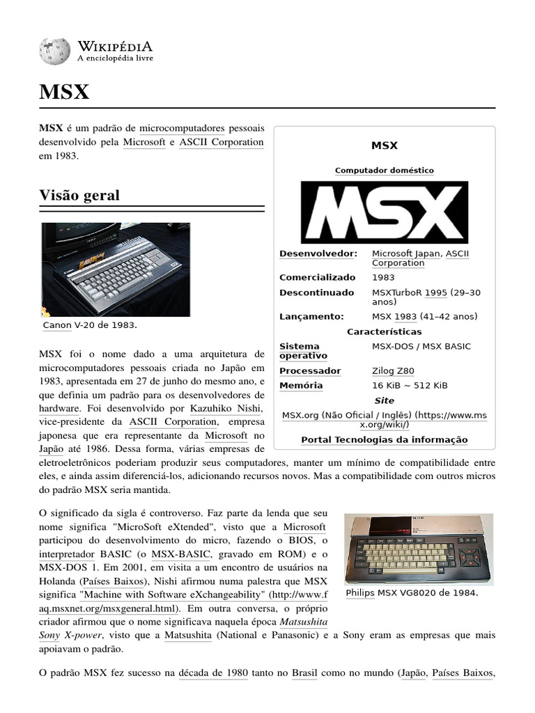 MSX | PDF | Microcomputadores | Plataformas de videogame