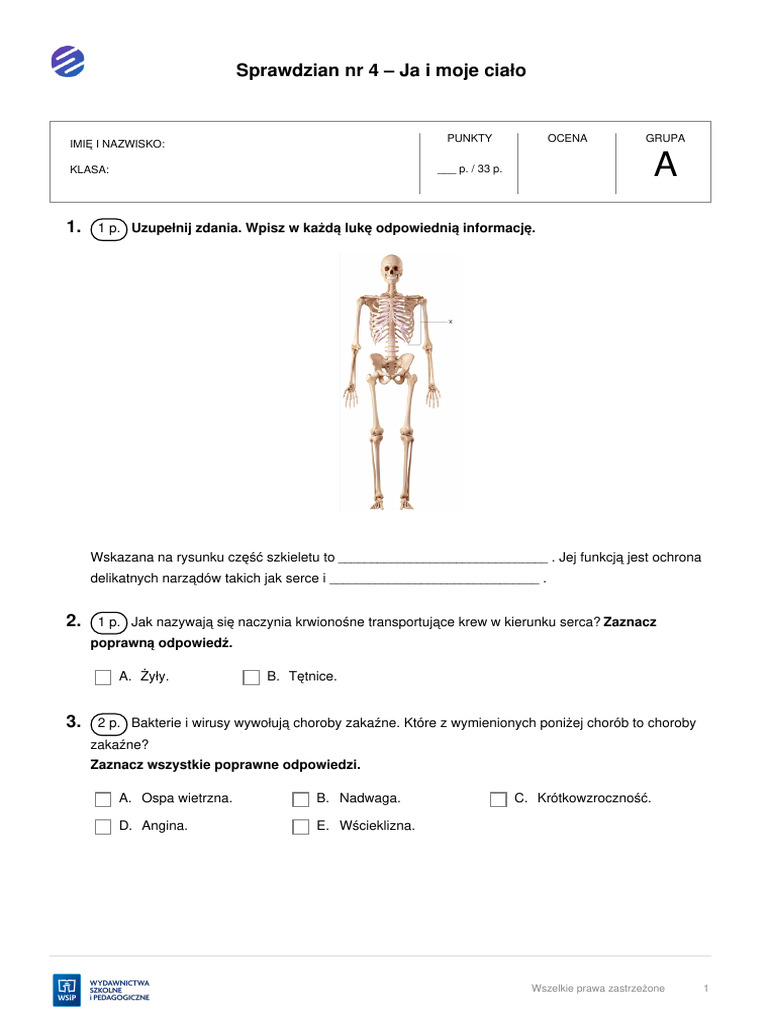 Przyr SP Pozn Przyr KL 4 Sprawdzian IV 250201 203148 | PDF
