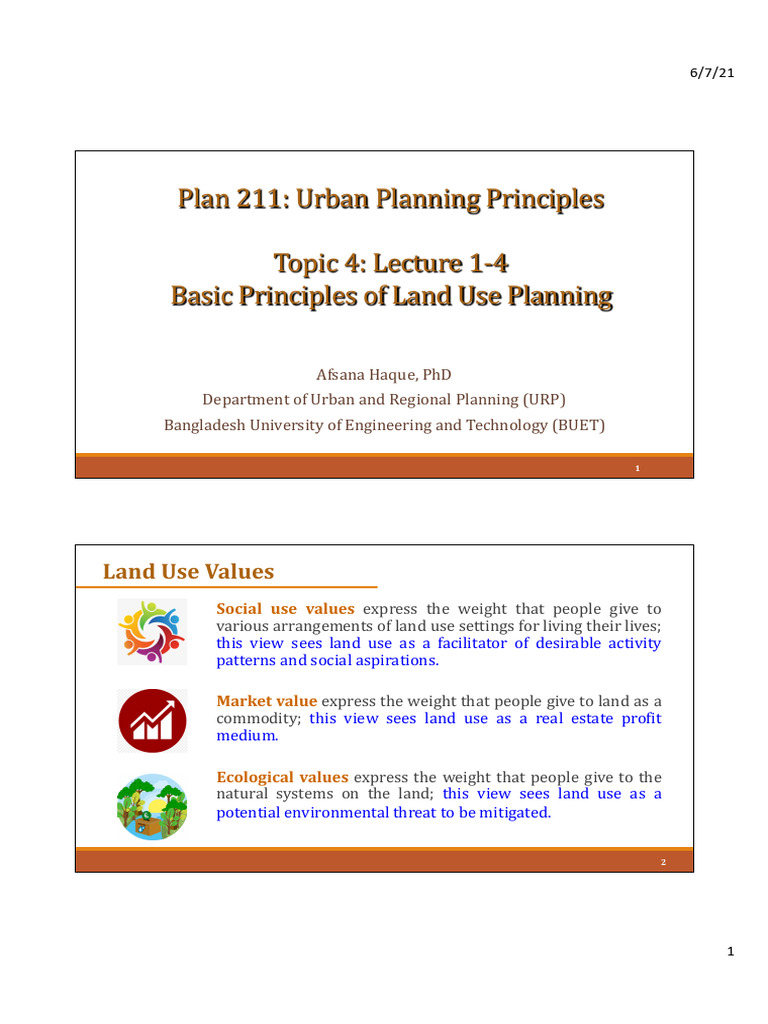 Plan 211 - Topic 4 - Lecture 1-4 | PDF | Transport | Urban Planning