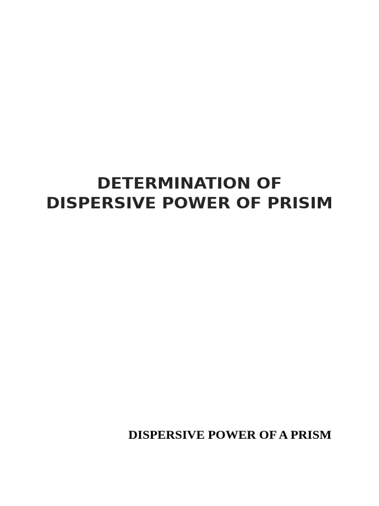 Determination of Dispersive Power of Prisim | PDF | Light ...